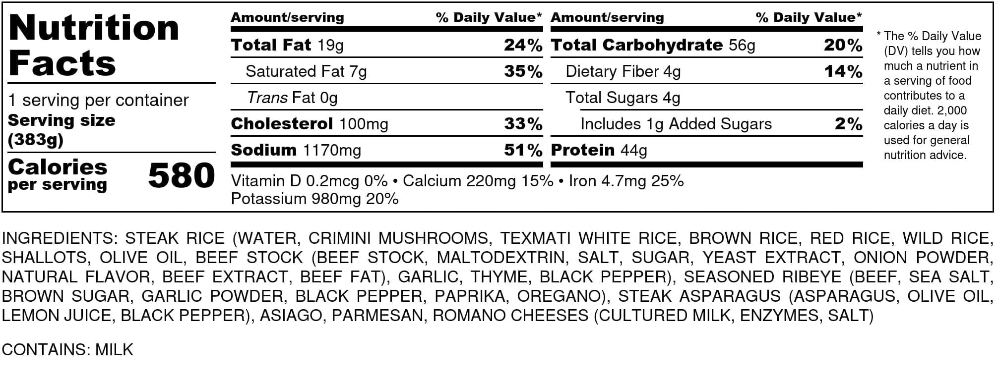 Wild Rice Blend Nutrition Label at Gwen Mayer blog